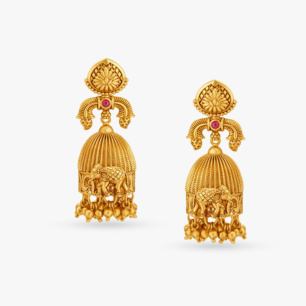 Buy Radiant Elephant Jhumkas at Best Price | Tanishq UAE