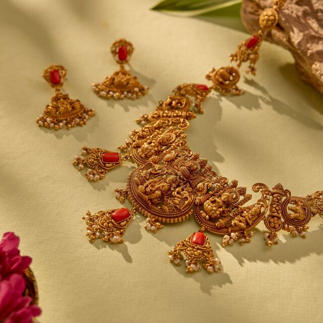 Buy Goddess Grace Gold Haram Set at Best Price | Tanishq UAE