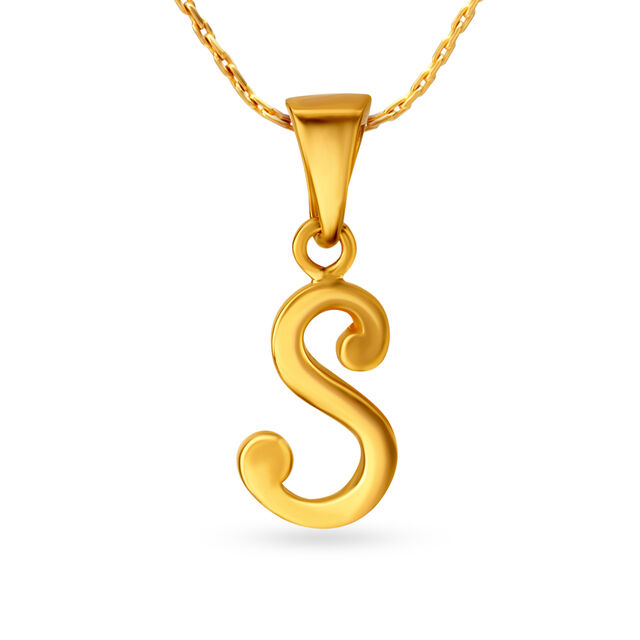 Buy Elegant 22 Karat Yellow Gold Alphabet S Pendant at Best Price ...