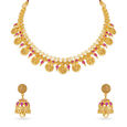 Buy Enchanting Deity Gold Kasu Necklace Set with Rubies at Best Price ...