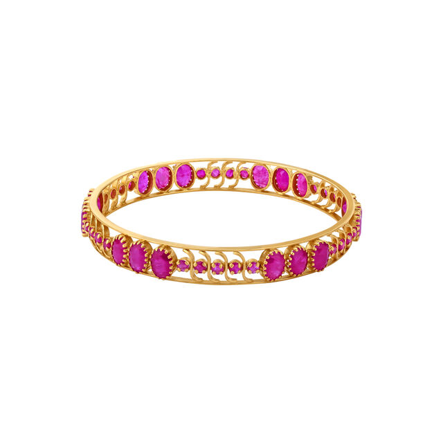 Buy Dazzling Ruby Gold Bangle at Best Price | Tanishq UAE