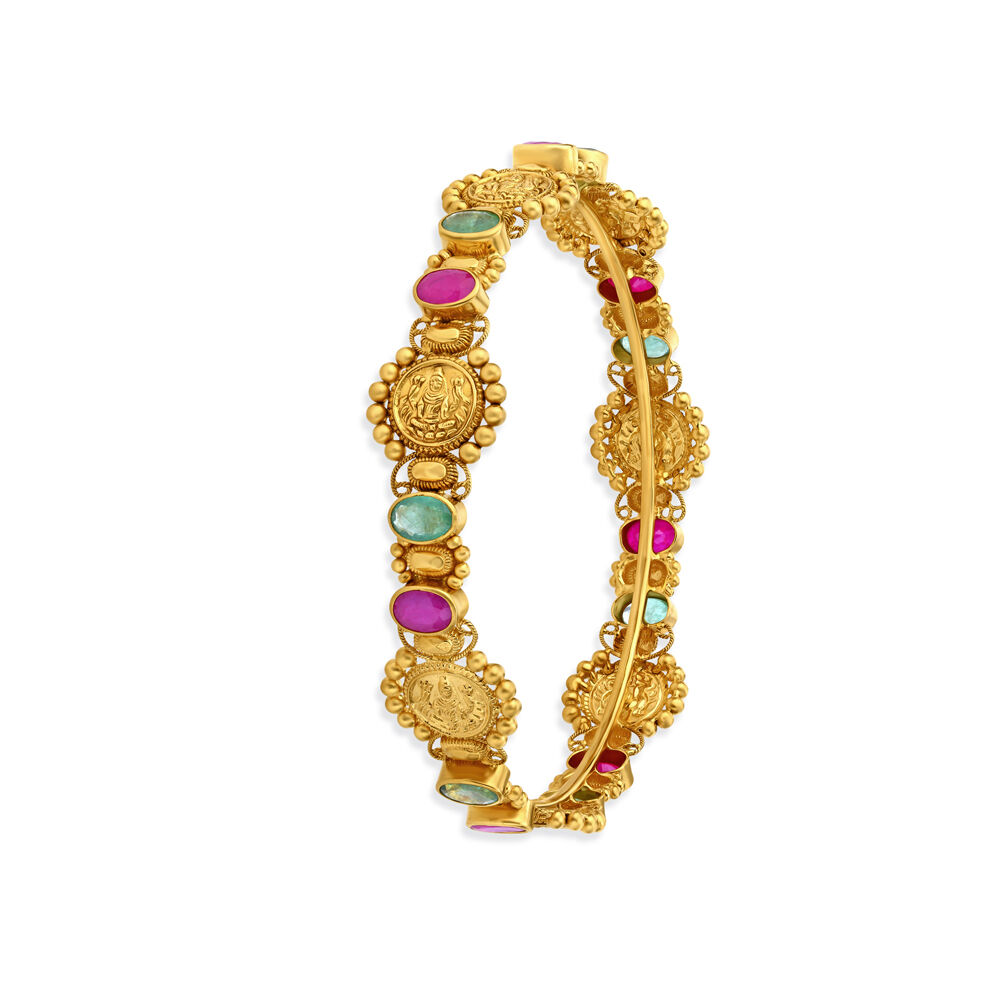 Buy Breathtaking Gold Emerald Ruby Bangle at Best Price | Tanishq UAE