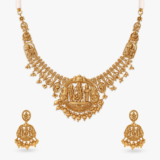 Buy Spiritual Siya Ram Gold Necklace Set at Best Price | Tanishq US