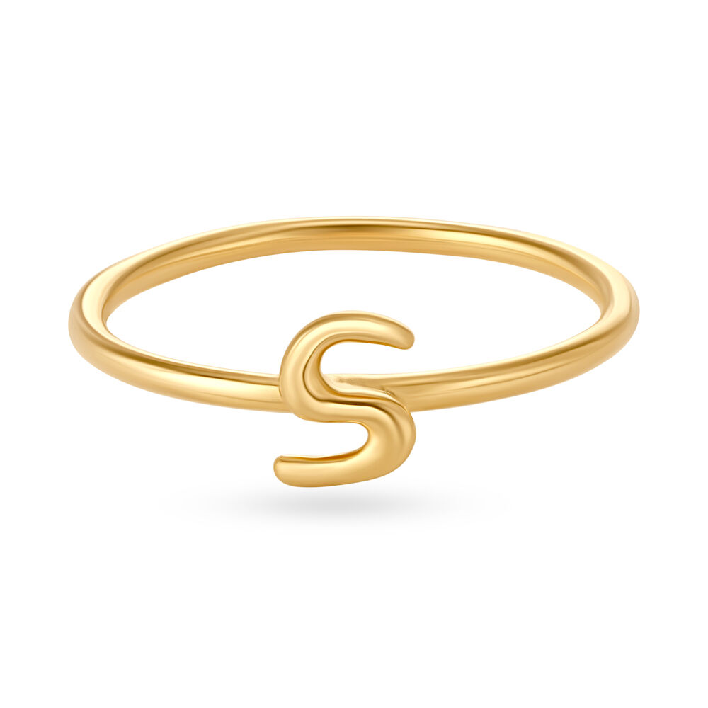 Buy Letter S 18KT Yellow Gold Initial Ring at Best Price | Tanishq UAE
