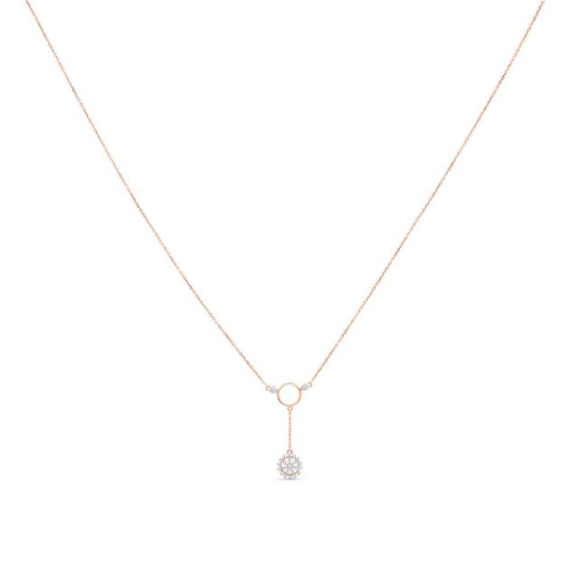 18 KT Rose Gold Circular Diamond Necklace