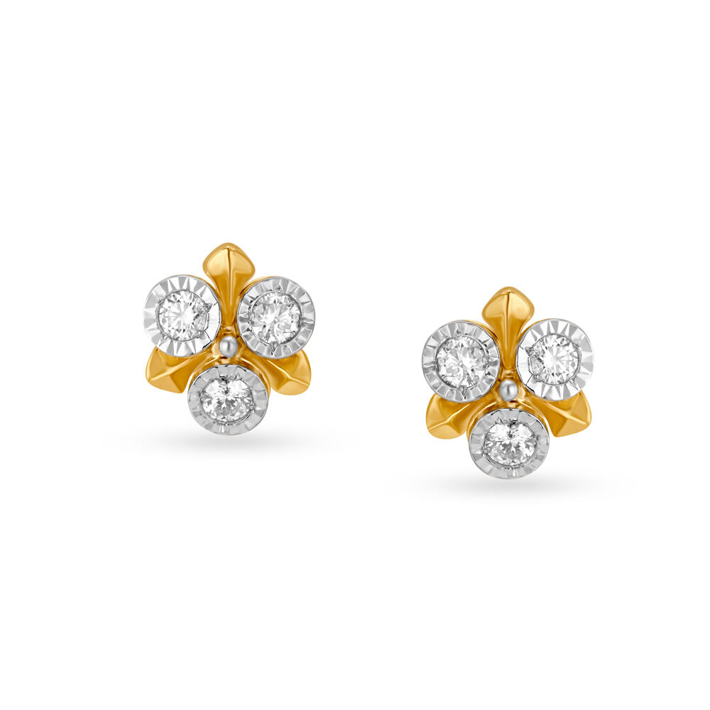 18kt Yellow Gold & Diamond Studded Earrings