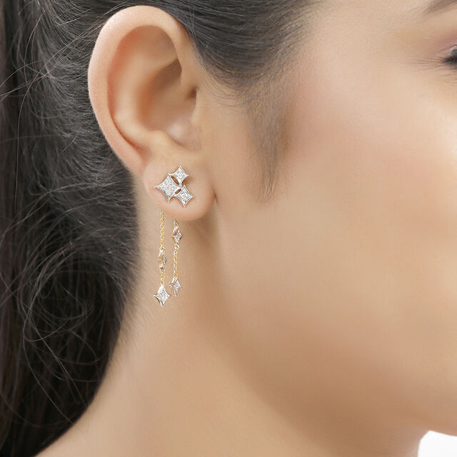 18 KT Detachable Yellow Gold Cosmos Drop Earrings