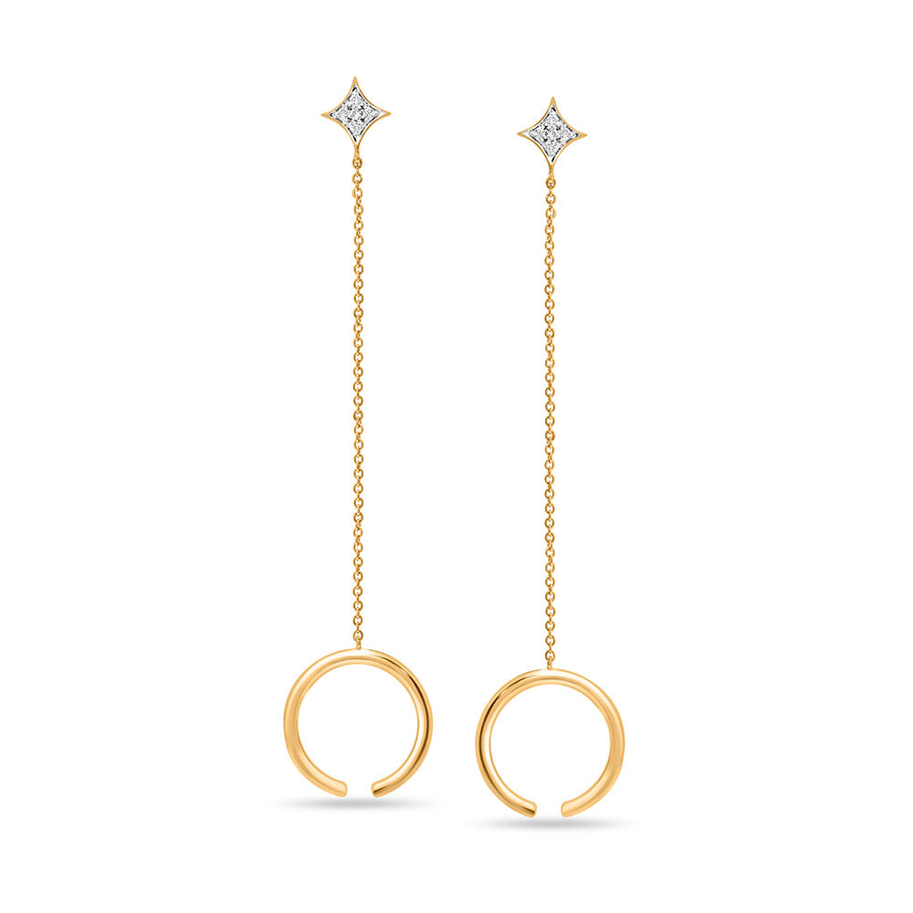 18 KT Yellow Gold Star struck Drop Earrings with Ear Cuff