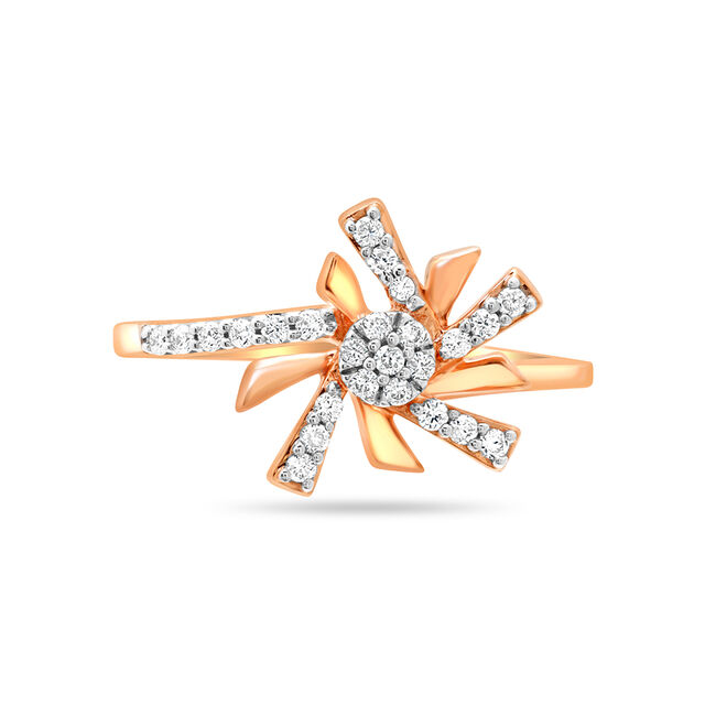 Buy 18 KT Rose Gold Sharp Floral Ring at Best Price | Tanishq UAE