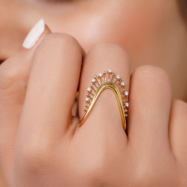 18 KT Yellow Gold Diamond Wing Ring