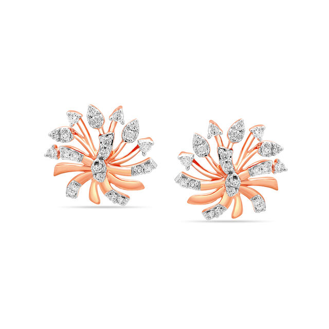 18 KT Rose Gold Simple Floral Stud Earrings