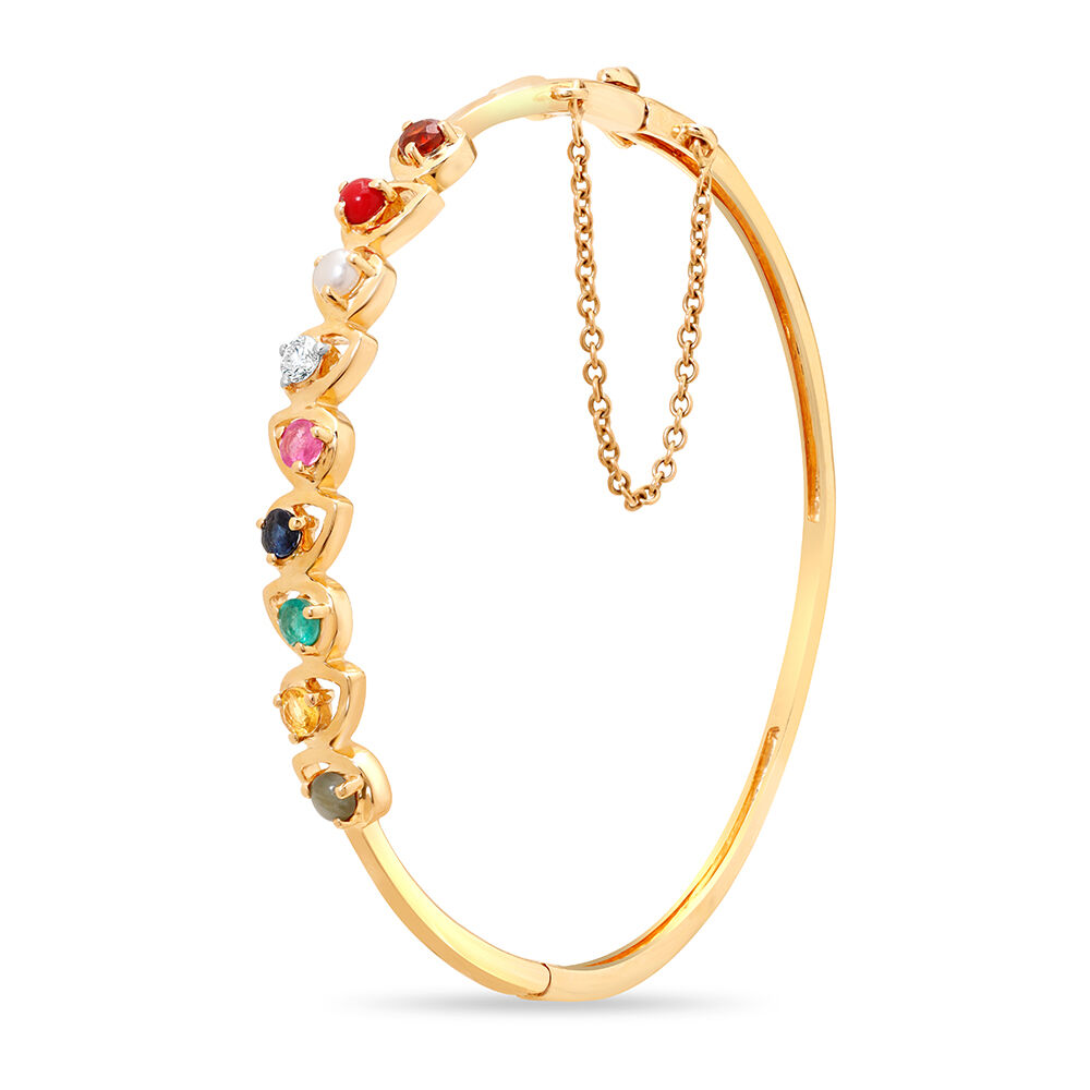 Buy 18 KT Yellow Gold Navaratna Bangle at Best Price | Tanishq UAE