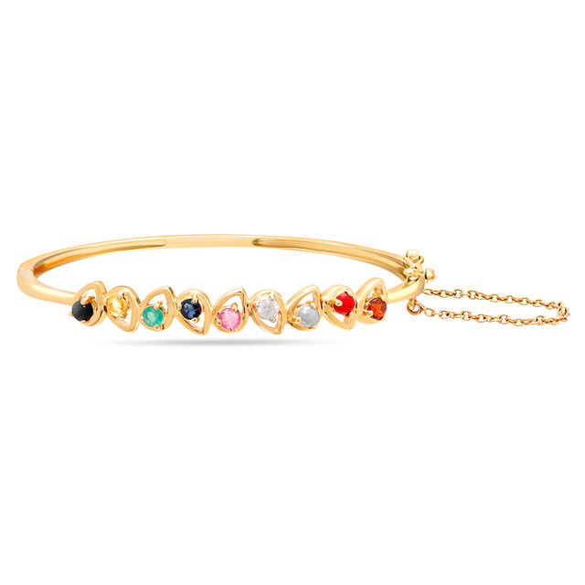 Buy 18 KT Yellow Gold Navaratna Bangle at Best Price | Tanishq UAE