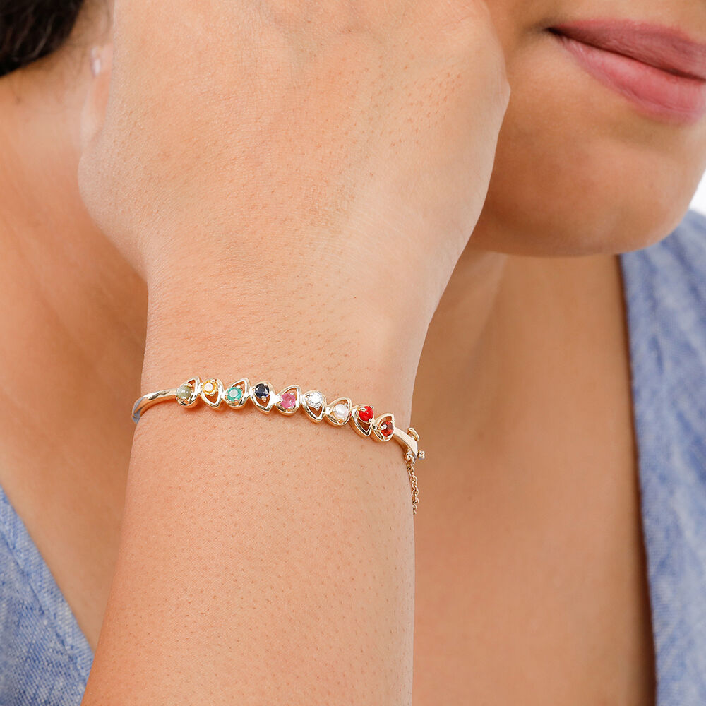 Buy 18 KT Yellow Gold Navaratna Bangle at Best Price | Tanishq UAE
