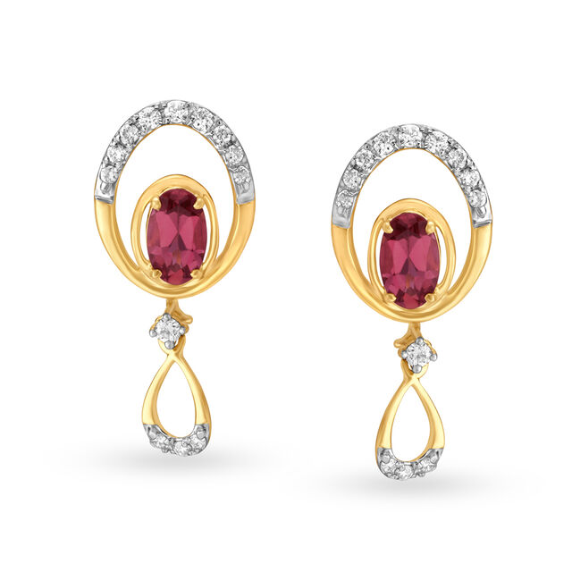 Buy Tanishq Diamond Drop Earrings in 14K Yellow Gold for Women at Best ...