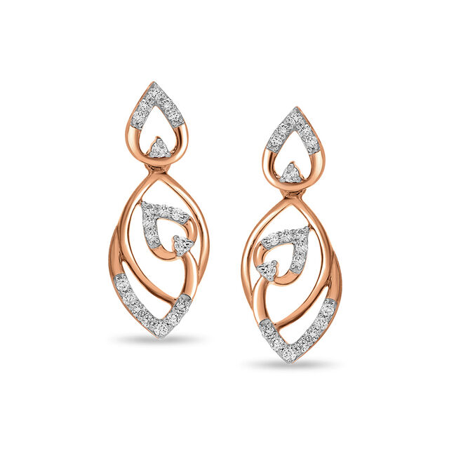 18 KT Rose Gold Fluid Diamond Drop Earrings
