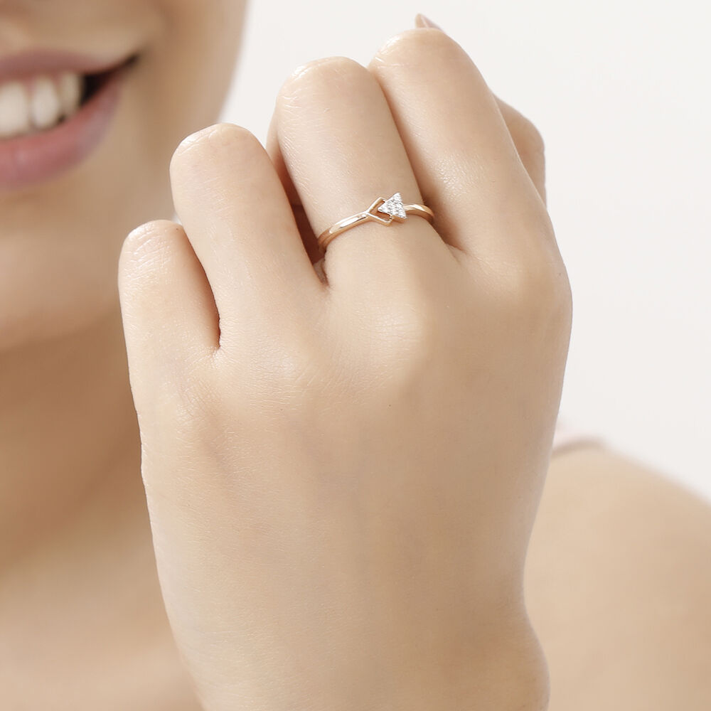 18 KT Rose Gold Triangular Shaped Ring