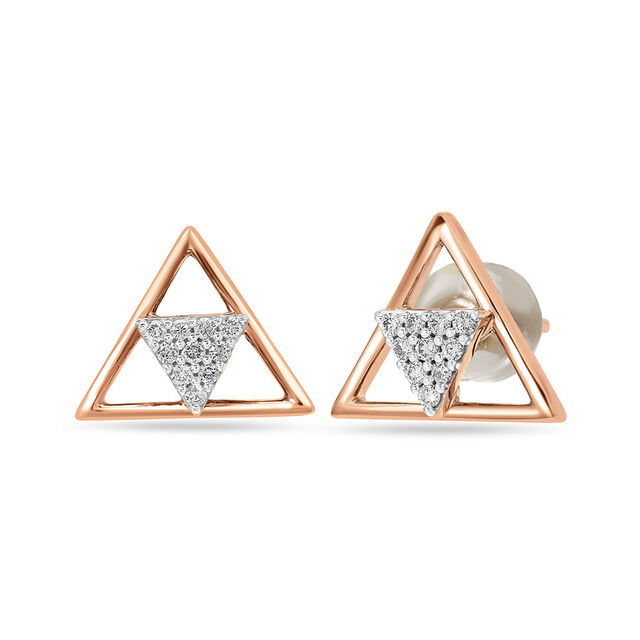 18 KT Rose Gold Triangle Shaped Stud Earrings