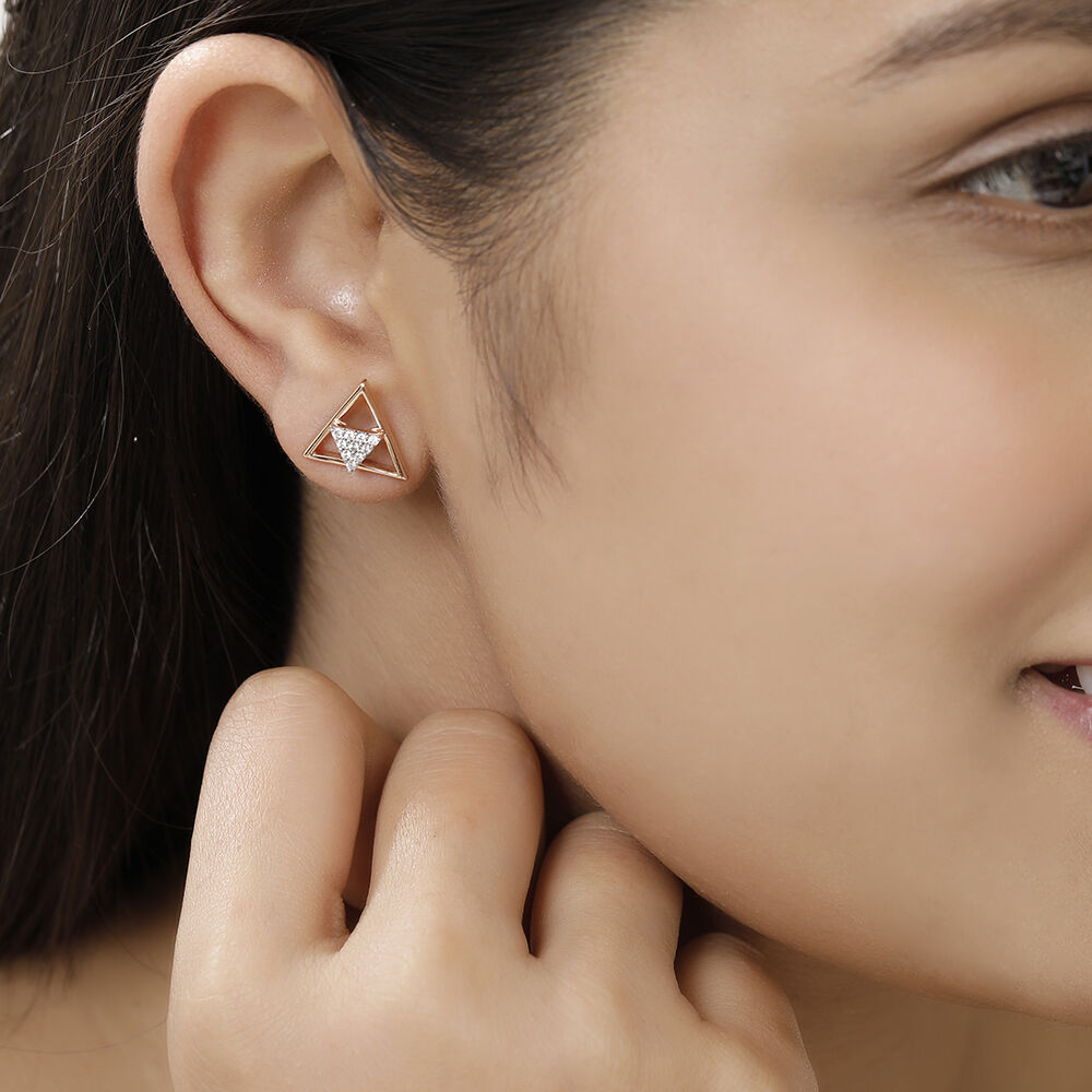 Buy 18 KT Rose Gold Triangle Shaped Stud Earrings at Best Price ...