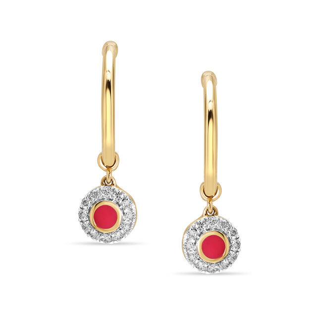 18Kt Yellow Gold Simple C-Shaped Diamond Drop Earring