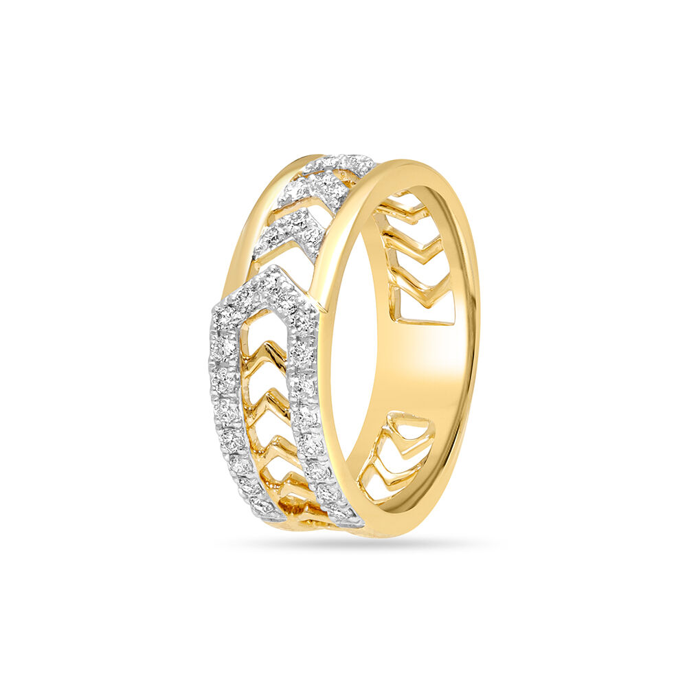 18KT Yellow Gold Shining Beacon Diamond Finger Ring