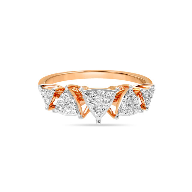 18KT Rose Gold Triangle Tango Diamond Finger Ring