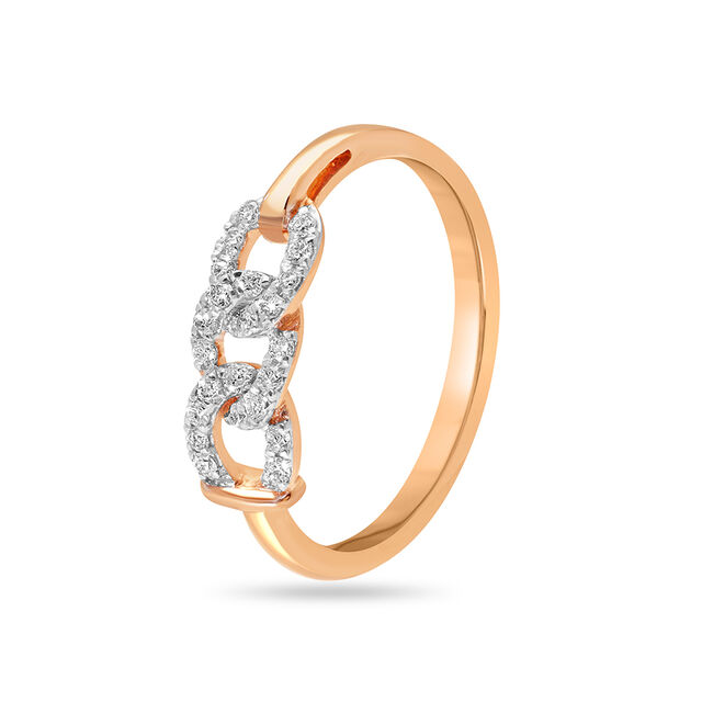 18Kt Rose Gold Linked In Love Diamond Finger Ring