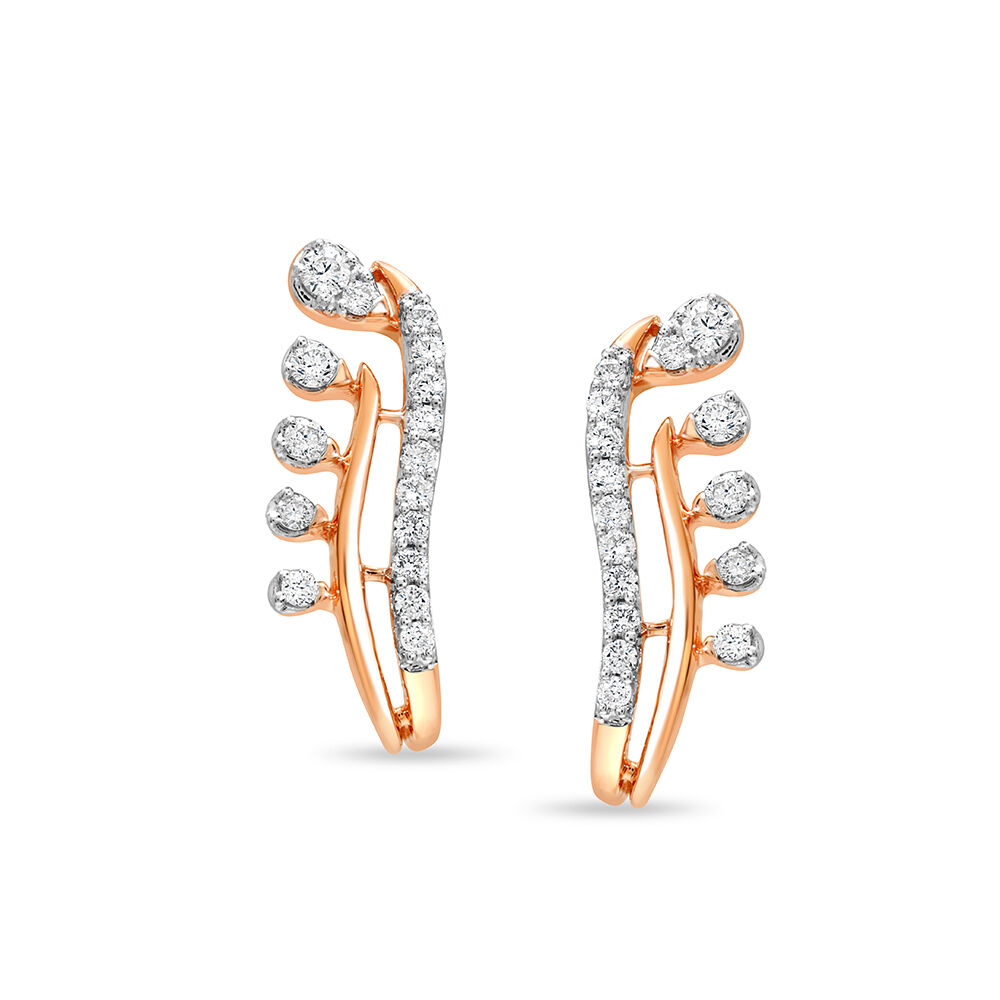 18Kt Rose Gold Subtle Sparkle Diamond Hoop Earring