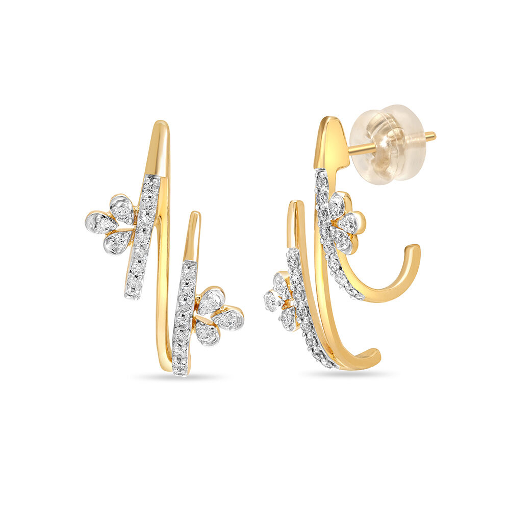 Buy 18Kt Yellow Gold Radiant Curved Diamond Hoop Earring at Best Price ...