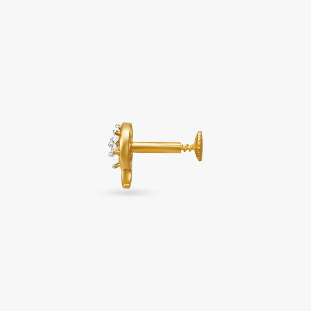 Delicate Floral Gold and Diamond Nose Pin