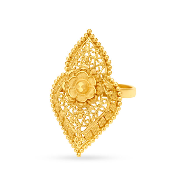 Glamorous Jaali Work Gold Finger Ring