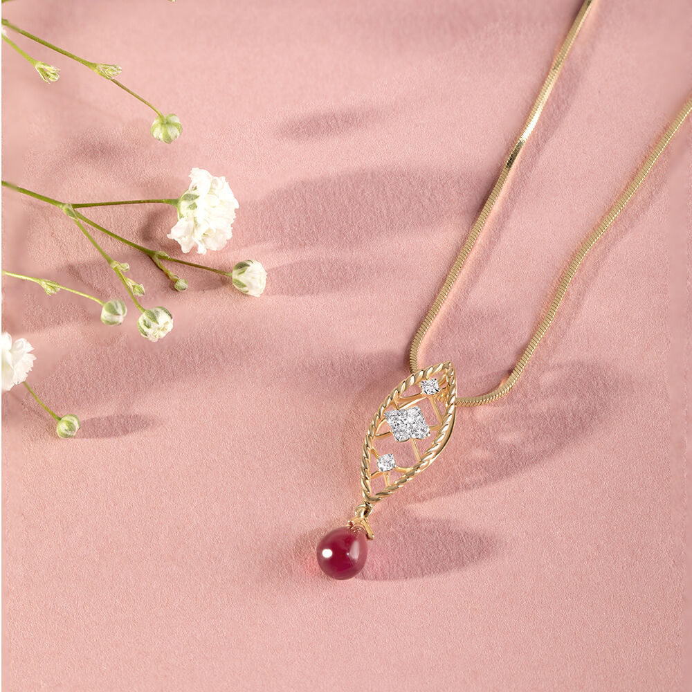 Disco Shine Diamond Ruby Pendant Tanishq Online Store