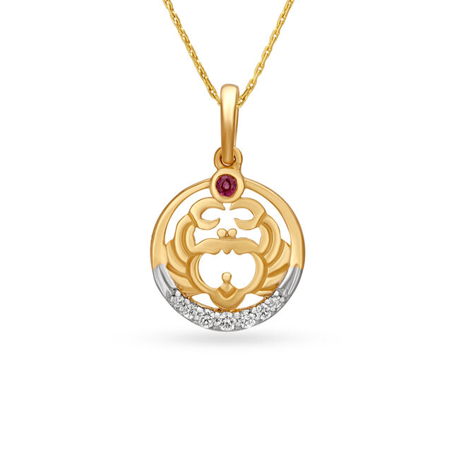 Cancer Ruby Diamond Pendant