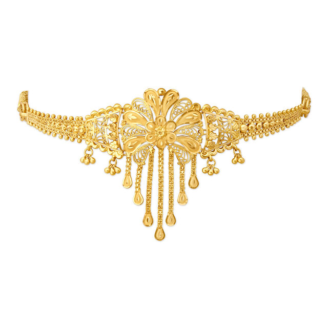 Glorious 22 Karat Yellow Gold Floral Armlet