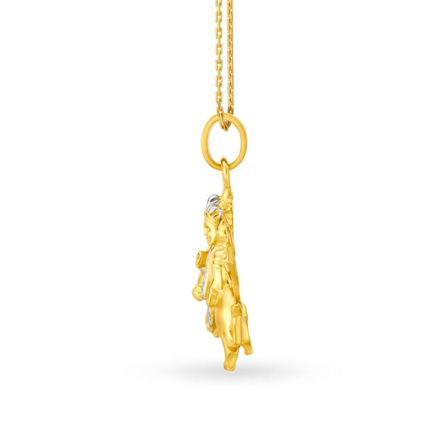 Ornate 22 Karat Yellow Gold And Rhodium Durga Pendant