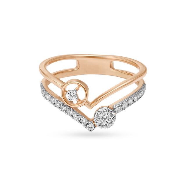 Double Crossover Diamond Finger Ring