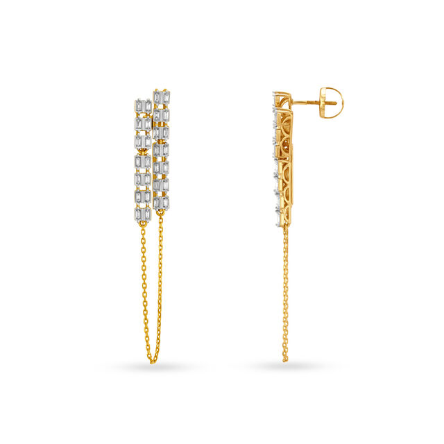 Elongated Chain Diamond Drop Earrings
