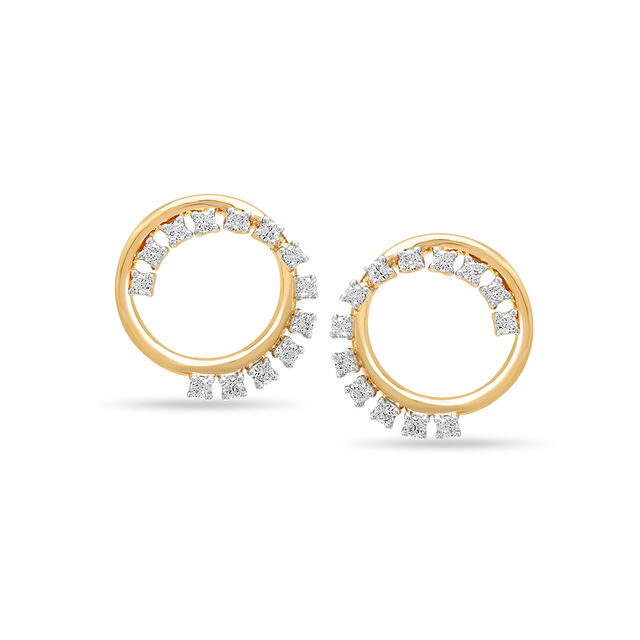 14KT Yellow Gold Shimmering Diamond Stud Earring