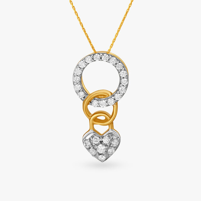 Hanging Heart Diamond Pendant and Earrings Set