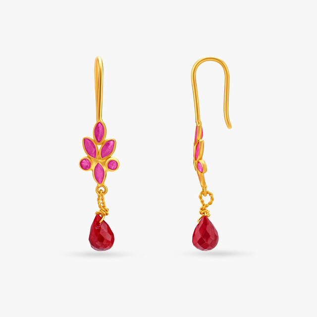 Perfect Floral Ruby Drop Earrings
