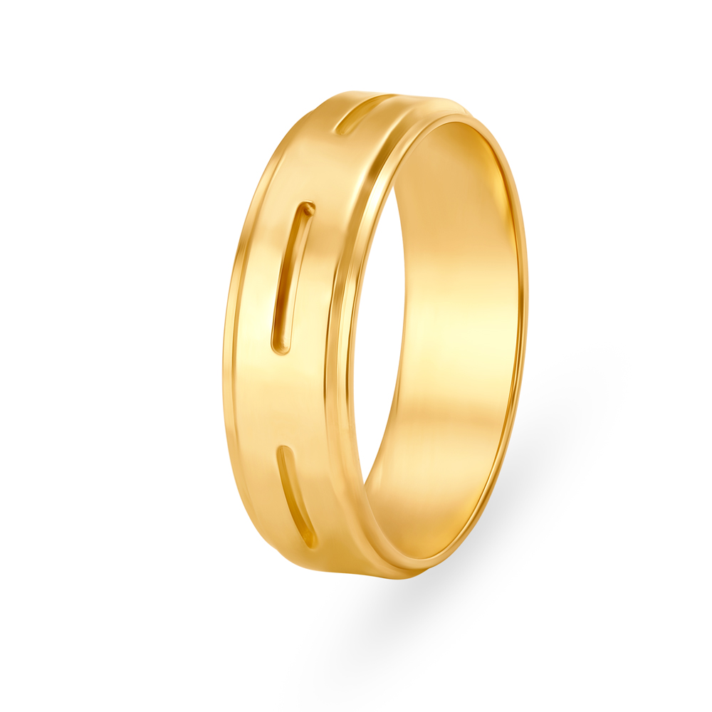 Trendy 22 Karat Yellow Gold Line Patterned Finger Ring
