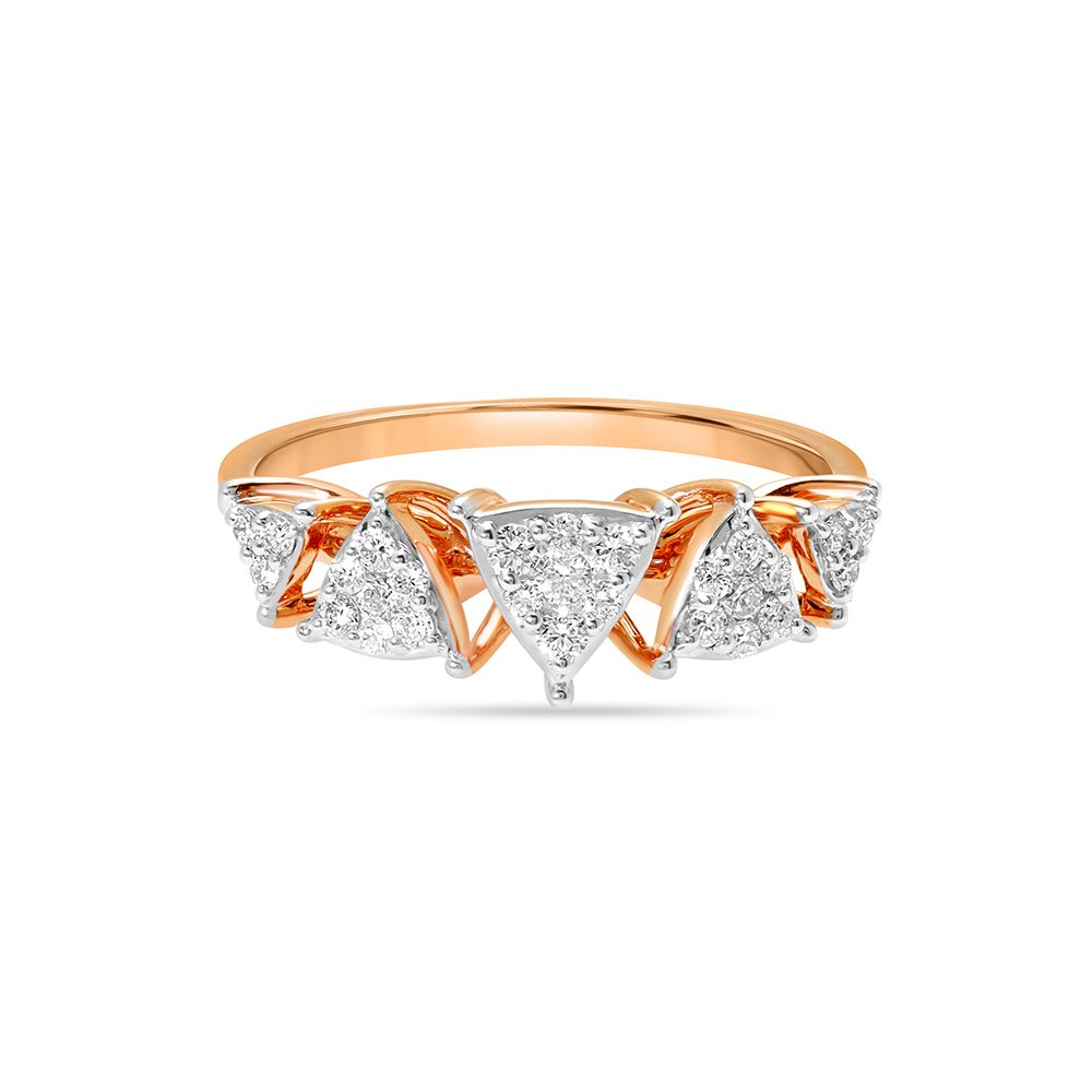 14KT Rose Gold Triangle Tango Diamond Finger Ring