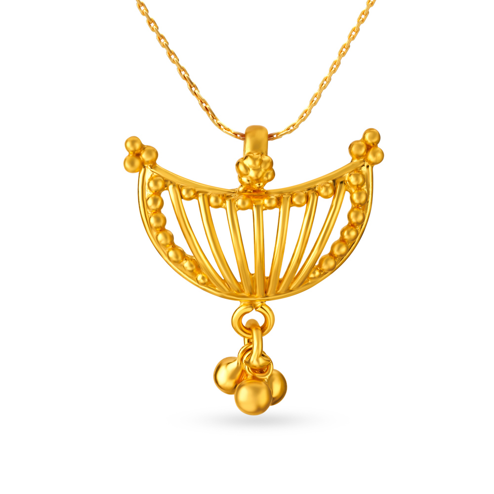 Simplistic 22 Karat Yellow Gold Abstract Pendant