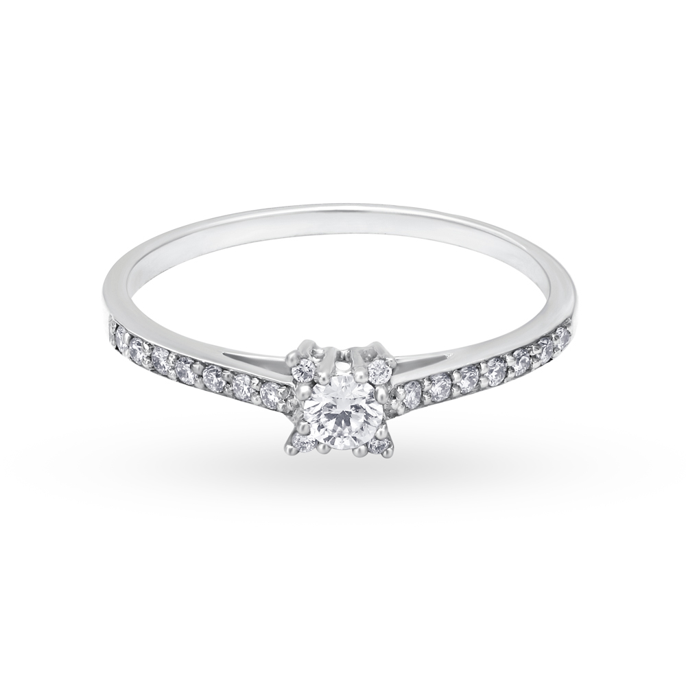 Sleek Stunning Diamond Solitaire Look Finger Ring