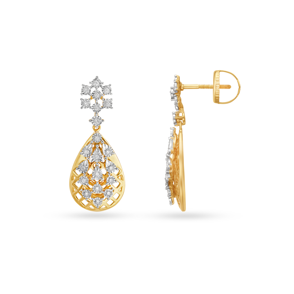 Teardrop Shaped Diamond Drop Earrings