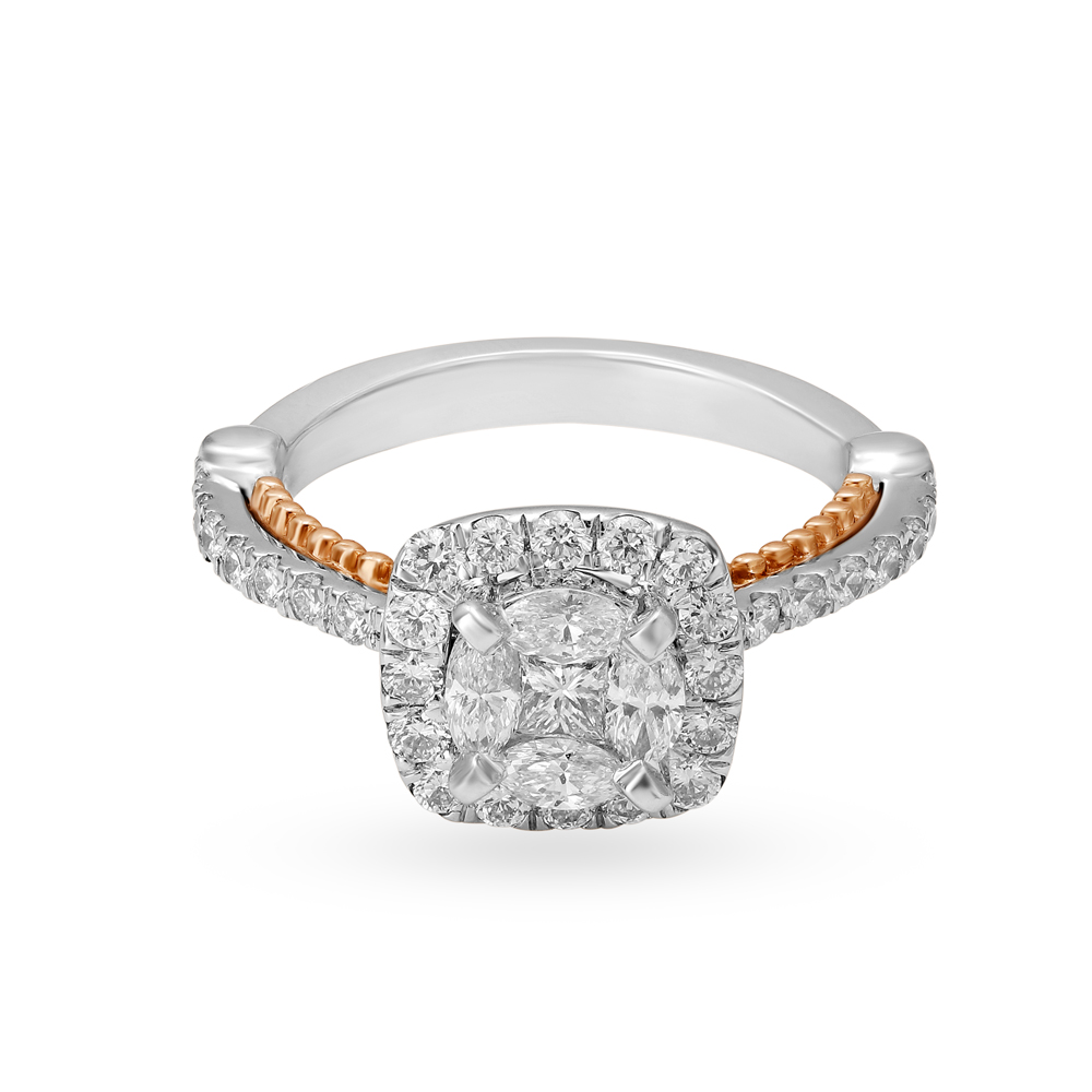 Exquisite Diamond Ring in Rose and White Gold