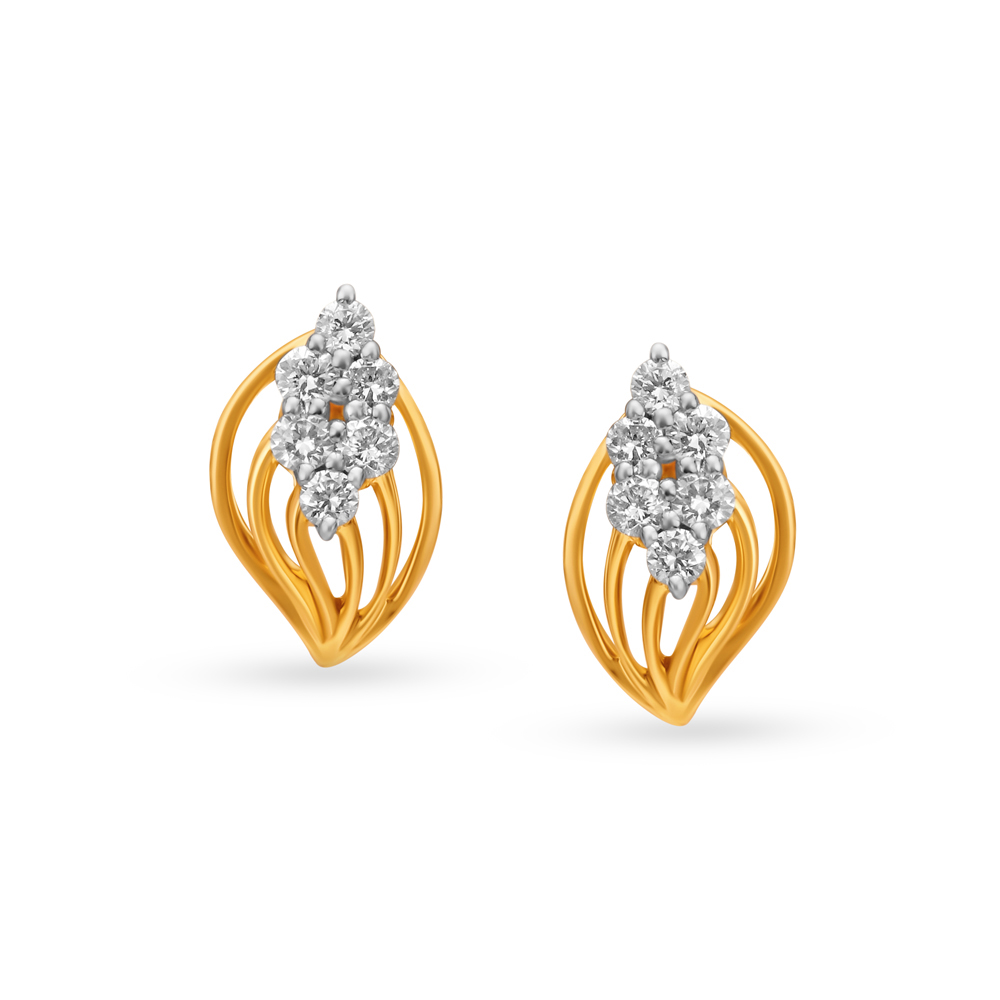 Delicate Tear Drop Shape Diamond Stud Earrings