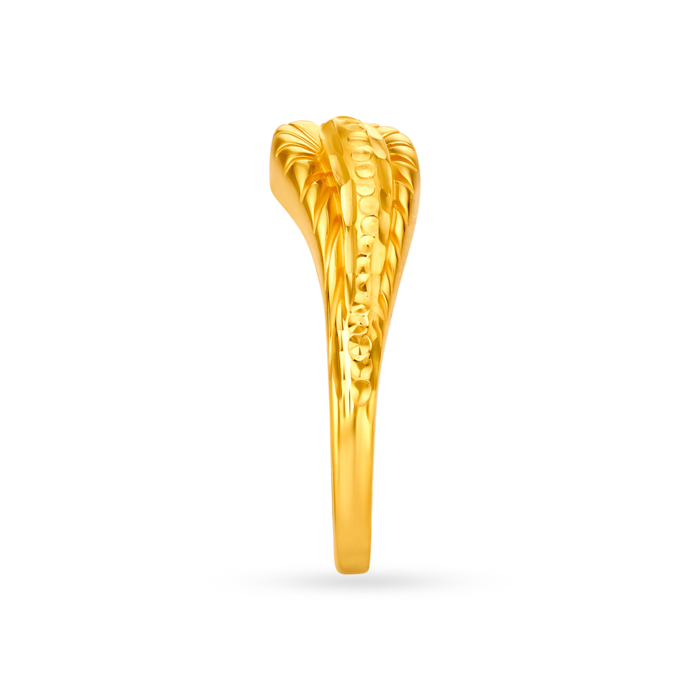 Artistic Yellow Gold Looped Finger Ring