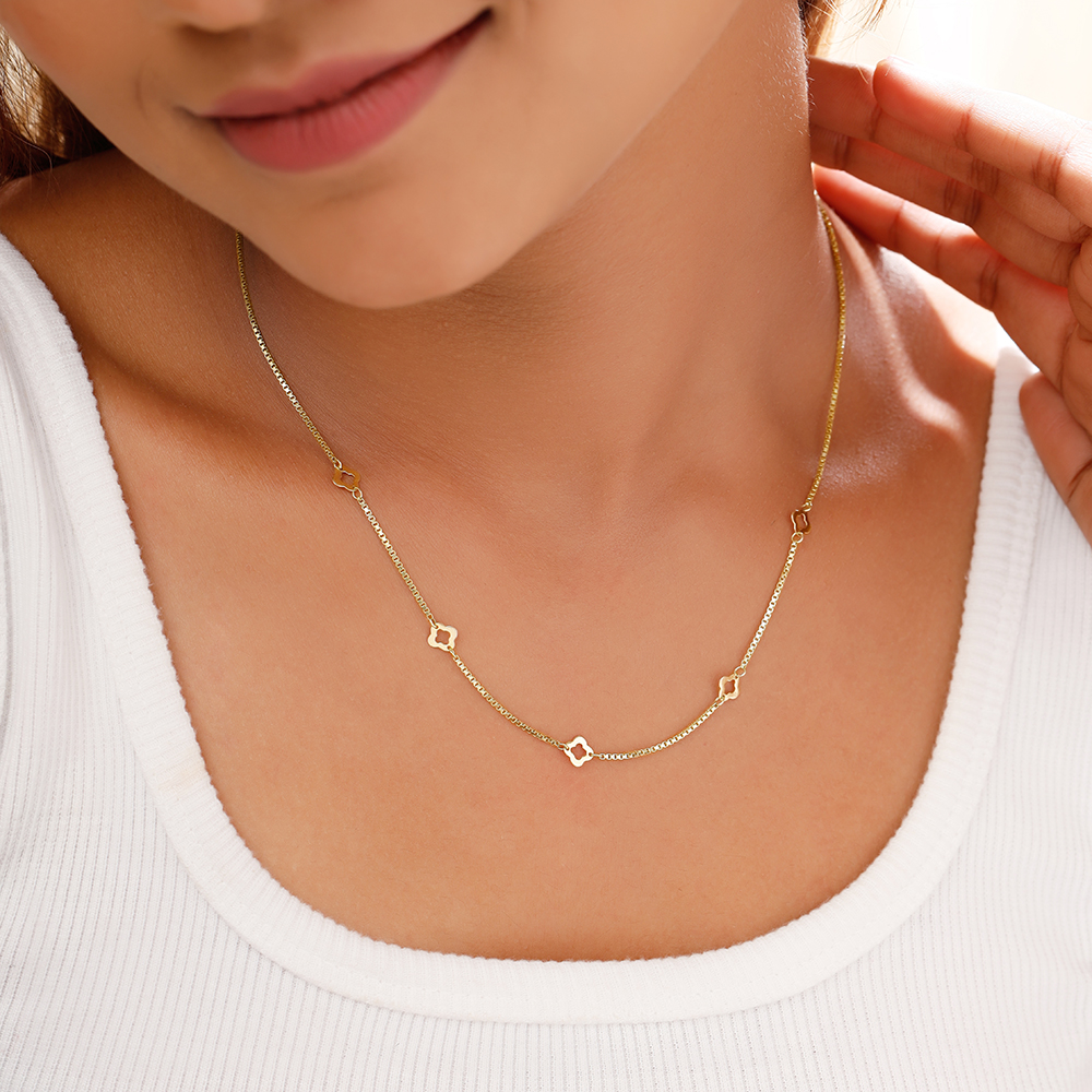 Mia Sutra DIY with Clover Shape Motif Multiple Stacking Charm Chain