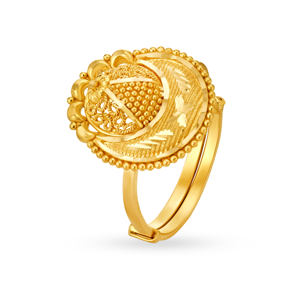 Stunning 22 Karat Yellow Gold Round Gold Ring